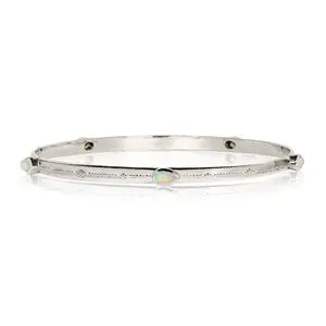 CHARLOTTE'S WEB JEWELLERY Green / Silver Saraswati Stacking Bangle Opal - Green/silver