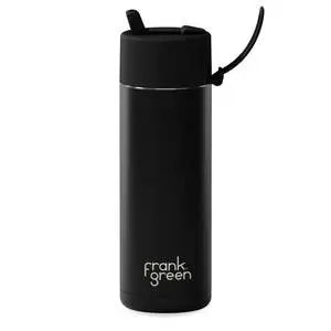 FRANK GREEN 20oz Stainless Steel Ceramic Reusable Bottle Midnight With Flip Straw Lid - Black