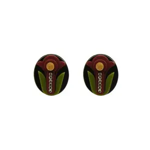 GISSA BICALHO Acrylic Handmade Earring Camafeu Flower Burgundy - Black