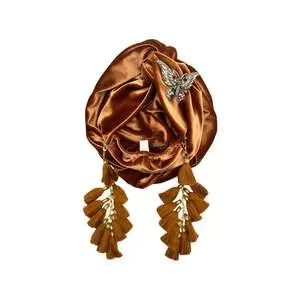 JULIA CLANCEY Butterfly Cocoa Chacha Velour Turban - Brown