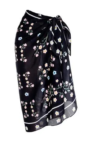 JESSIE ZHAO NEW YORK Beach Sarong Wrap Night Garden - Black