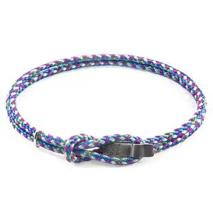ANCHOR & CREW Multicoloured Think Ocean Signature Silver & Rope Bracelet - Gray