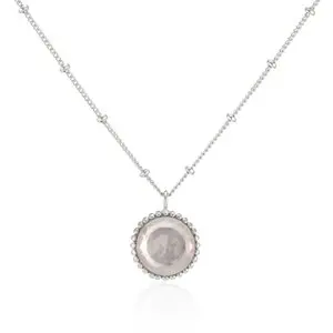 AUREE JEWELLERY Barcelona Silver October Birthstone Necklace Rose Quartz - Gray