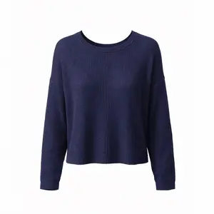 Haris Cotton Knitted Long Sleeved Blouse Marine