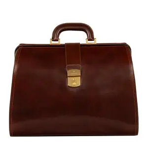 TIME RESISTANCE Large Leather Doctor Bag Mrs Dalloway - Brown