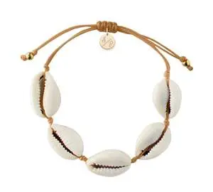 ADRIANA PAPPAS DESIGNS Natural Shell Adjustable Bracelet On Colored Cord Caramel - Brown