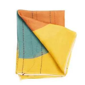 STUDIO VARIOUSLY Cirq Sun Multicolor Modern Artisan Linen Silk Scarf - Yellow