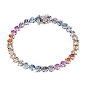 LATELITA Heart Garland Tennis Bracelet Multicoloured - Silver