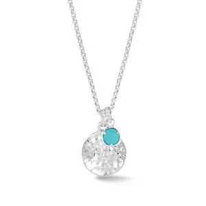 DOWER & HALL Hammered Disc & Turquoise Pendant In Sterling - Silver