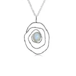 ISLA SILVER Spiral Moonstone Pendant Necklace - Silver