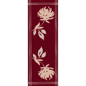 HERITAGEMODA Neutrals Hand-painted Wool-silk Scarf – Deep Burgundy With Soft Nude Floral Accents - Red