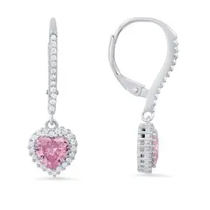 KYLIE HARPER Sterling Silver Heart-cut Halo Leverback Earrings - Silver/pink