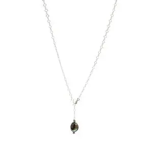 AMONTA Grey Diamond & Peacock Pearl Necklace - Silver