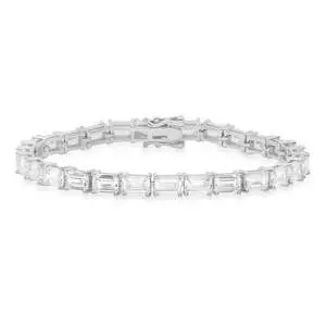KYLIE HARPER Emerald Cut Diamond Cz Tennis Bracelet In Sterling - Silver