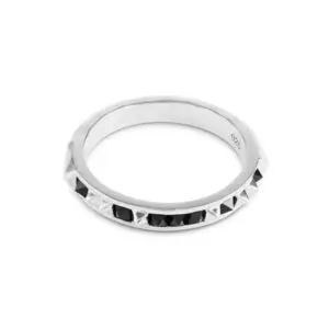 KASUN LONDON Black / Silver Onyx Set Crocodile Ring - Black/silver