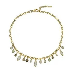 LONI PAUL JEWELRY Single Strand Gemstone Charm Necklace - Gold