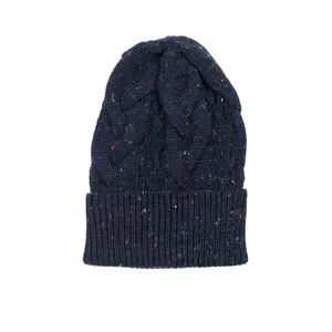 GIGI KNITWEAR Cable Hat In Navy Speckle - Blue