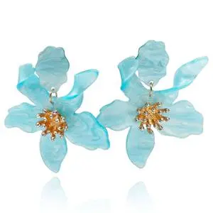 MICHAEL NASH JEWELRY Neutrals / Aurelia Aqua Floral Resin Drop Earrings - Blue