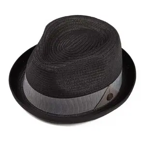 DASMARCA HATS Dasmarca Andy Short Brim Trilby Retro Summer Skimpy Brim Straw Braided Hat - Black