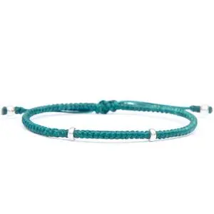 HARBOUR UK Equilibrium Silver Rope Bracelet Aqua - Green