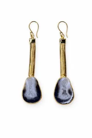 YAA YAA LONDON Geode Drop Gemstone Earrings - Black