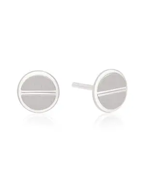 THE JEWELZ Modern Minimalist Sandblast Split-disc Studs - Silver