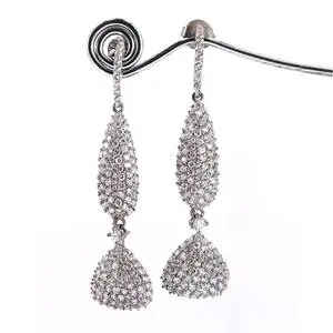 MINERALGEMS ✩ STUDIO Dangling Earrings With All Over Zirconia - Silver