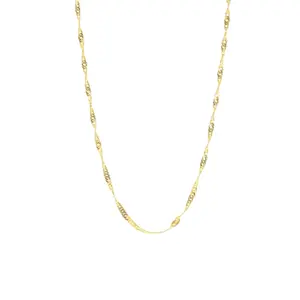 SPERO LONDON 9ct Solid Twisted Singapore Chain Necklace - Gold