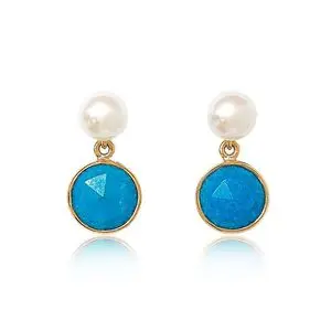 PEARLS OF THE ORIENT ONLINE Cultured Freshwater Pearl And Turquoise Drop Earrings - Blue/white