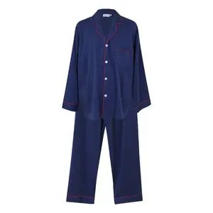 LUNALUZ Helen Cotton Long-sleeve Pajama Set - Blue