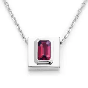 KOUREE Isn't She Lovely' Necklace Pendant Charm Sterling With Rhodolite Garnet - Silver