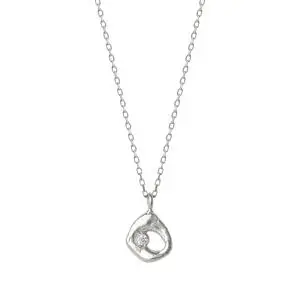 SPERO LONDON Dripping Molten Natural Textured Sterling Authentic Pendant Necklace - Silver