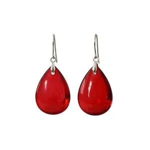 LAURA DAILI Ruby Teardrop Glass Earrings - Red