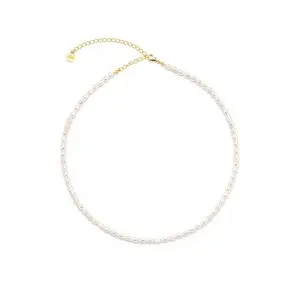 SEVEN SAINTS Baroque Freshwater Pearl Choker Necklace In Gold Over Sterling Silver - White/gold