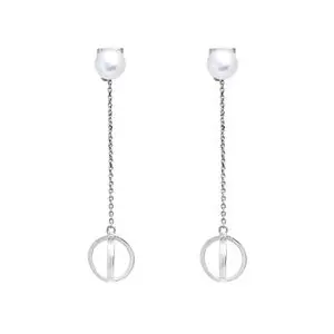 SHEIDA FARROKHI Circle Drop Earrings - Solid White Gold White