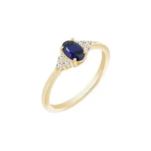 KIERA Oval Cut Created Sapphire With Trio Lab Grown Diamond On Shank Engaget Ring - Yellow