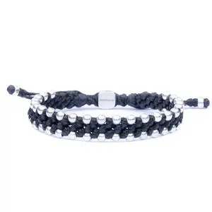 HARBOUR UK Chunky Connection Silver Rope Bracelet - Black
