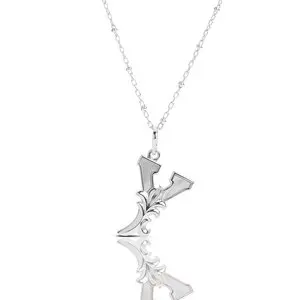 KASUN LONDON Solid Y Initial Necklace With Mother Of Pearl - Silver
