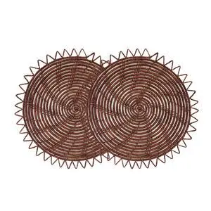 KORISSA Handwoven Surya Palm Fiber Placemat In Set Of Two - Brown
