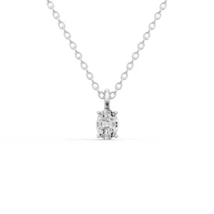 SEREIA OFFICIAL 14k Gold 0.25 Ct Lab Grown Oval Cut Diamond Solitaire Pendant White Gold - Silver