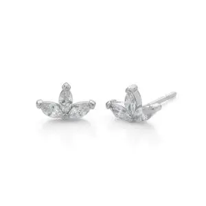 NELLOU JEWELLERY Trio Leaf Stud Earrings Sterling - Silver