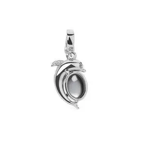 FREQNC ATELIER Mini Dolphin Charm Silver Mother Of Pearl - Black