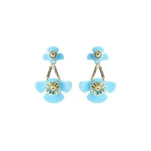 GISSA BICALHO Handmade Acrylic Earring Short Wild Flower Baby - Blue