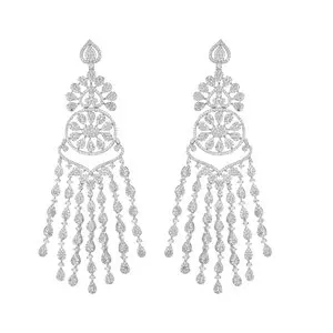 MERAKI BY RASHMI BAJAJ Annabel De Boucles Cubic Zirconia Chandelier Earrings - White