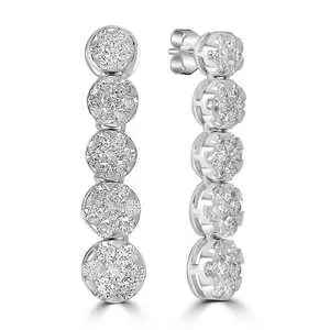 ARTISAN Floral Diamond Drop Earrings In 18k Gold - White