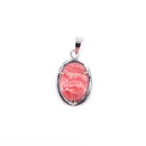 MINERALGEMS ✩ STUDIO Rhodochrosite Pendant With Sterling Silver Chain - Pink