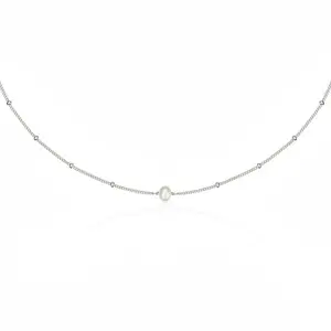 LILY & ROO Satellite Single Pearl Choker - Silver