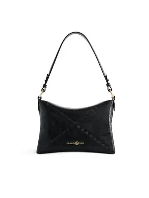 ORANGE CUBE Mosaic Baguette Shoulder Bag - Black