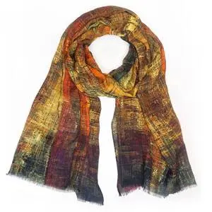 ALIE STREET LONDON Celestine Silk Wool Scarf Golden Amber - Yellow