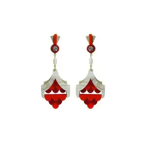 GISSA BICALHO Handmade Earring Scales - Red